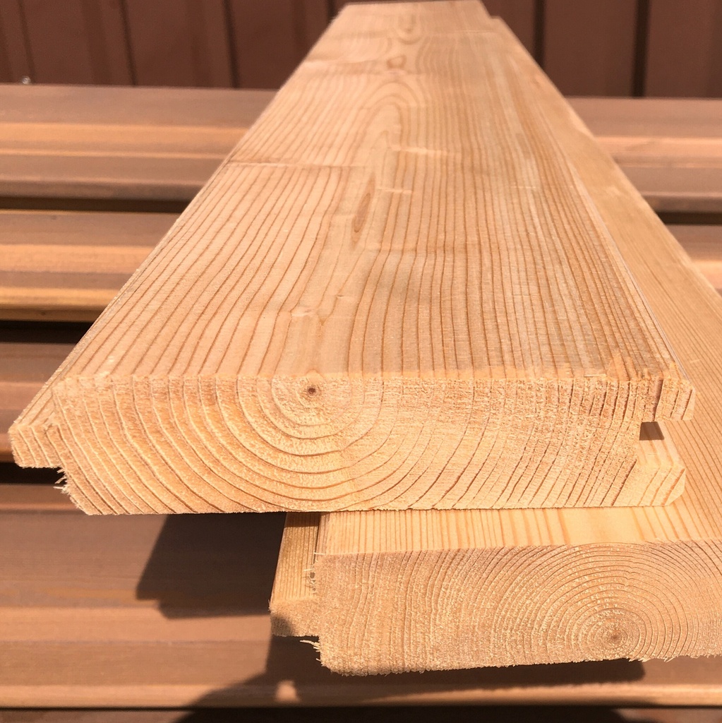 Nut-Feder Paneele 27 x 118 mm Fasebrett sibirische Lärche - Sortierung ...